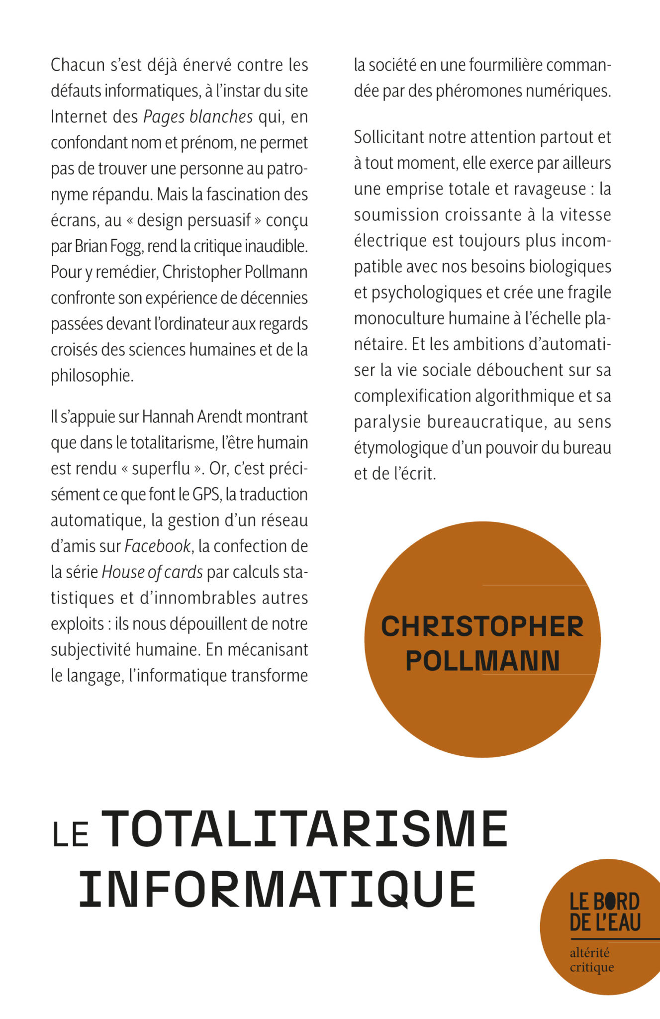 Le totalitarisme informatique – Le Bord de l'Eau